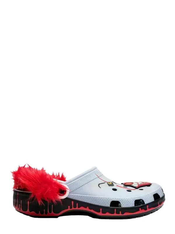 CROCS Graphic Print Faux-fur Trim Clogs - Grey