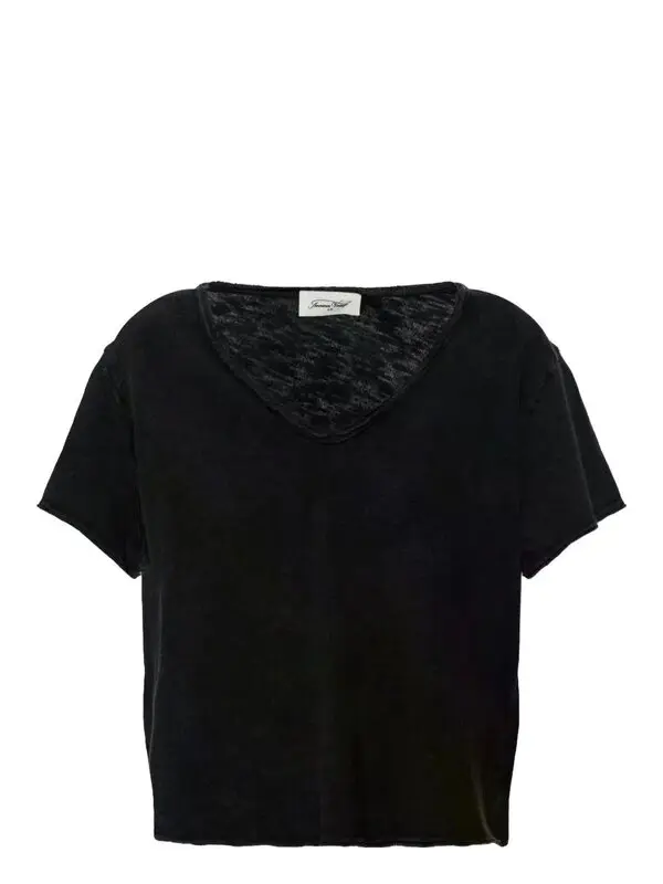 American Vintage V-neck Raw-edge T-shirt - Black