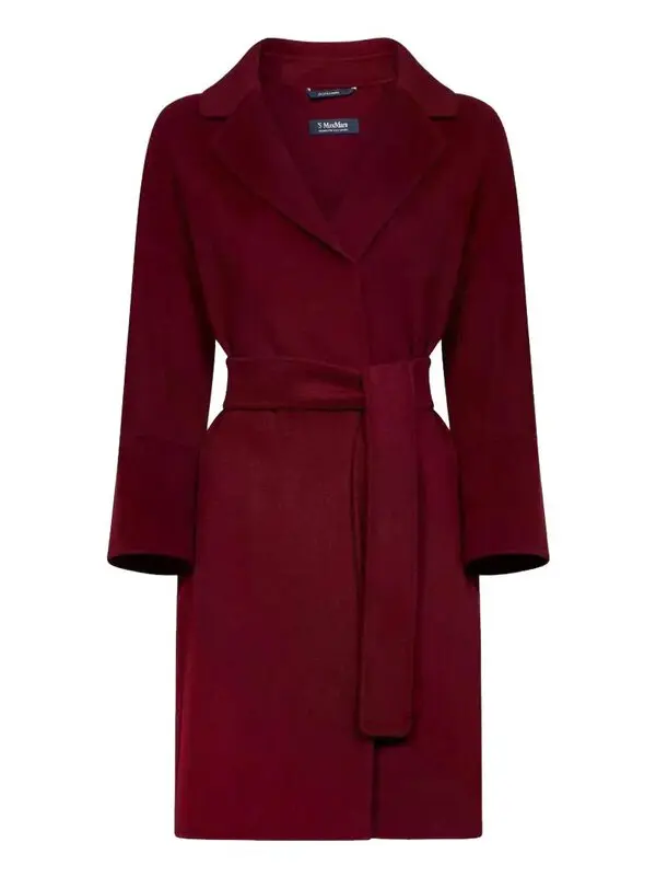 Max Mara Belted Wool Coat - Red