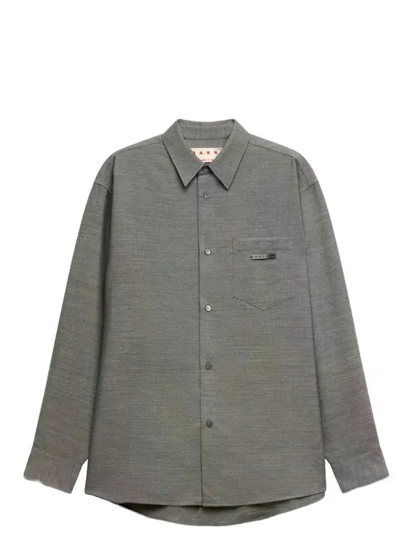 Marni Logo-patch Wool Shirt - Grey
