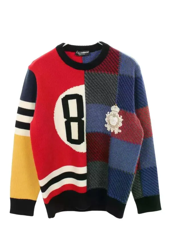 Dolce & Gabbana Paneled Intarsia-knit Sweater - Red