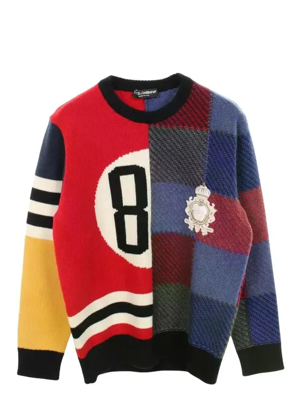 Dolce & Gabbana Paneled Intarsia-knit Sweater - Red