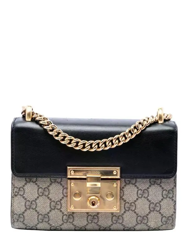 Gucci Gg Supreme Padlock Crossbody Bag - Neutrals