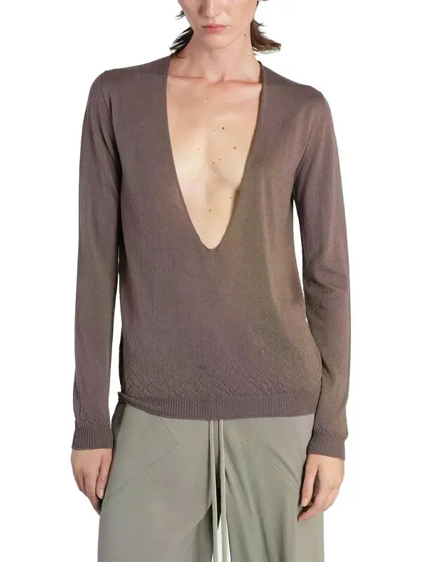 Rick Owens Deep V-neck Sweater - Brown