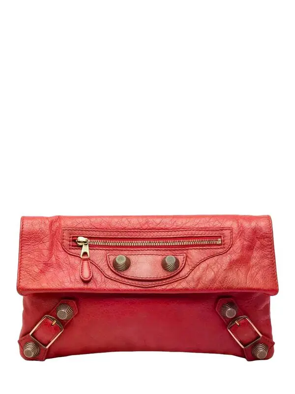 Balenciaga 2005 Lambskin Motocross Giant 21 Envelope Clutch - Red