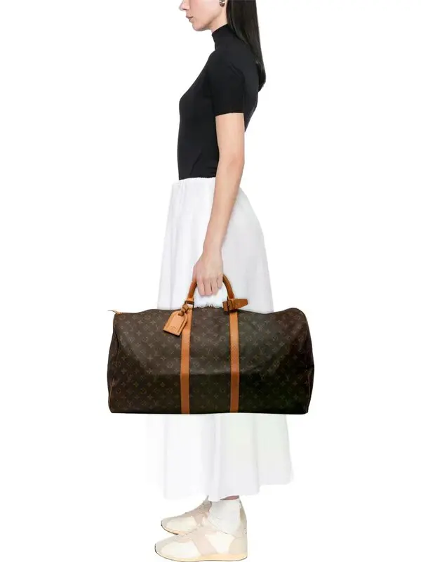 LOUIS VUITTON Monogram Canvas Keepall 60 Travel Bag - Brown