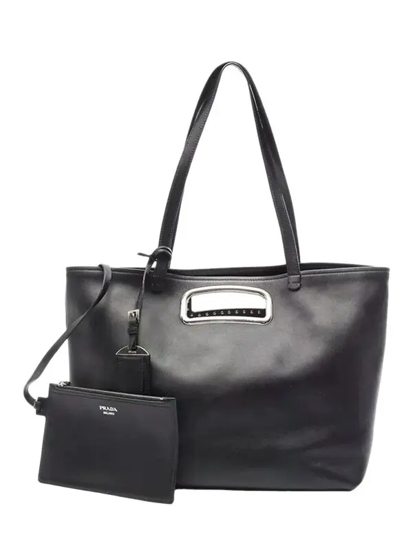 Prada Leather Satchel Tote Bag - Black