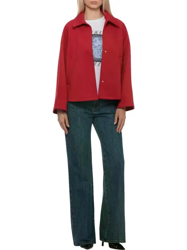 EMME Raglan Sleeved Single-breasted Coat - Red