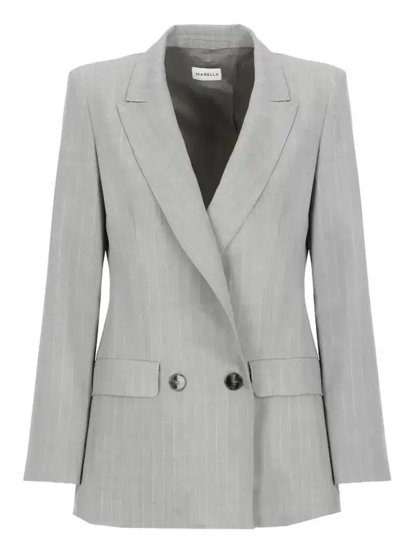 Marella Pinstripe Double-breasted Blazer - Grey