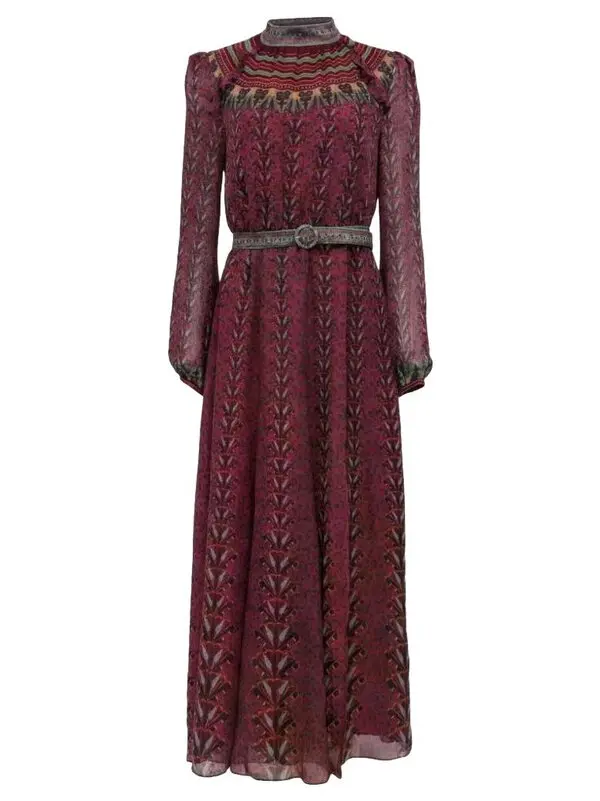 Saloni Jacqui Belted Dress - Red
