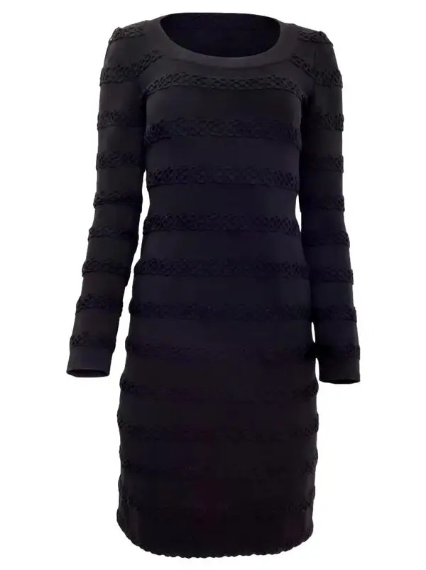 Alaïa Long-sleeve Mini Dress With Woven Detail - Black