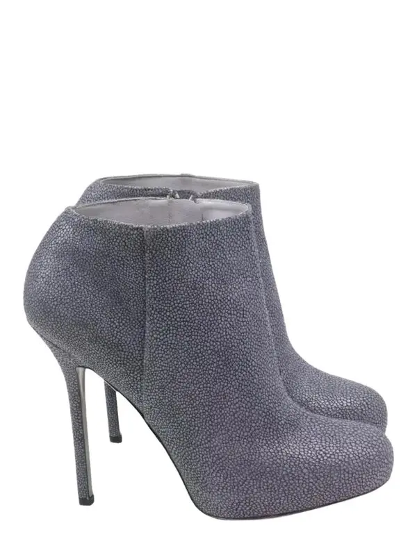 SERGIO ROSSI Shagreen-effect Ankle Boots - Grey