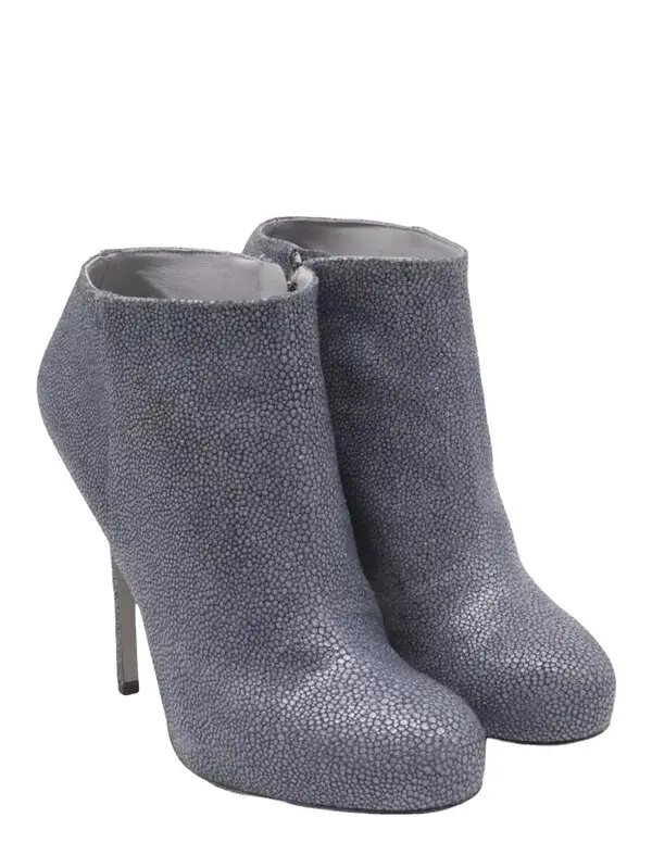 SERGIO ROSSI Shagreen-effect Ankle Boots - Grey