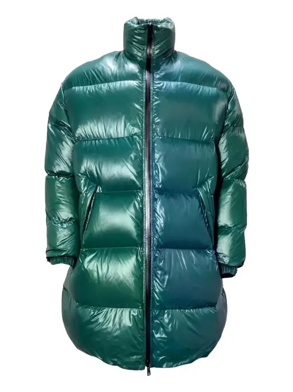 Bottega Veneta Padded Quilted Hooded Zip Up Coat - Green