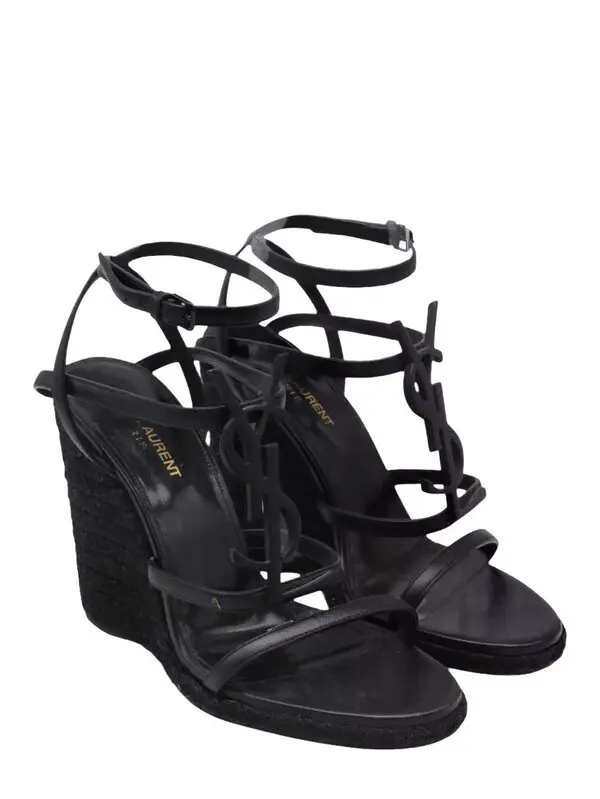 Saint Laurent Cassandra Wedge Sandals - Black