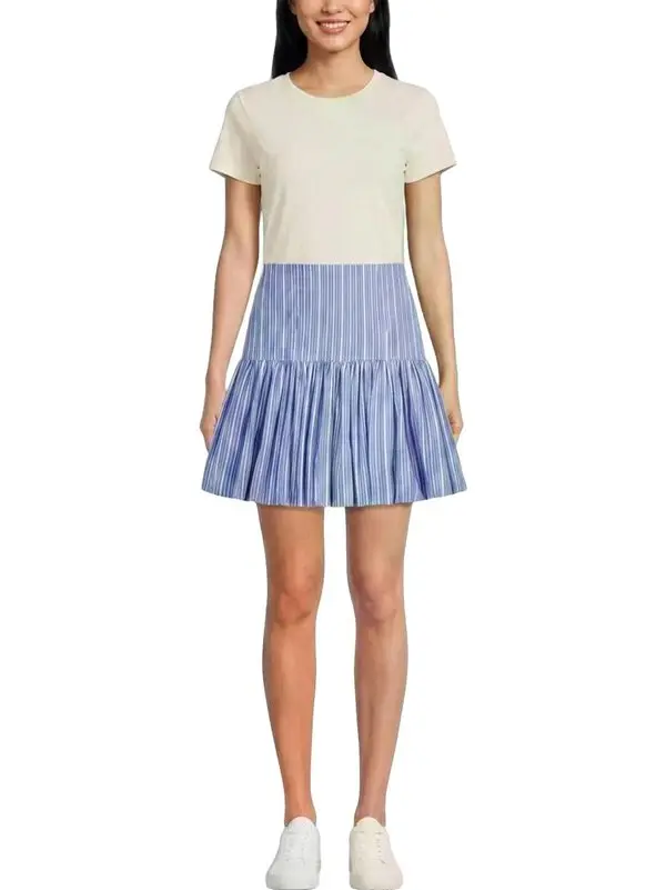 GANNI Tiered Mini Skirt With Vertical Stripe Pattern - Blue