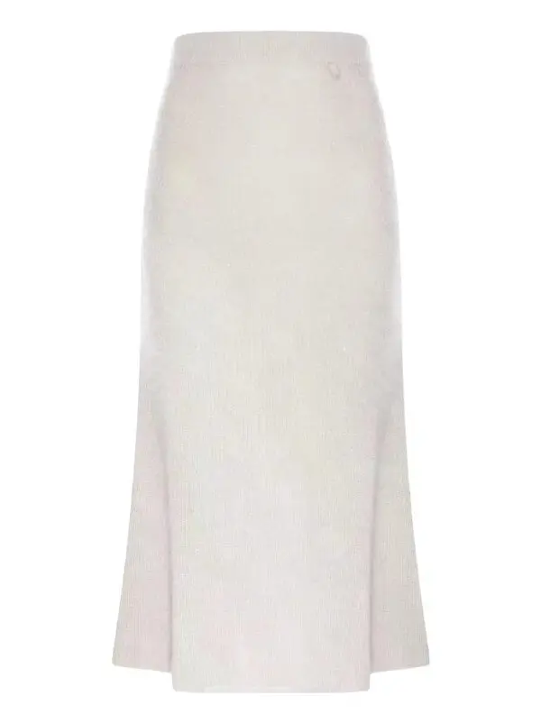 Herno Ribbed-knit Sequin-embellished Flared Skirt - Neutrals