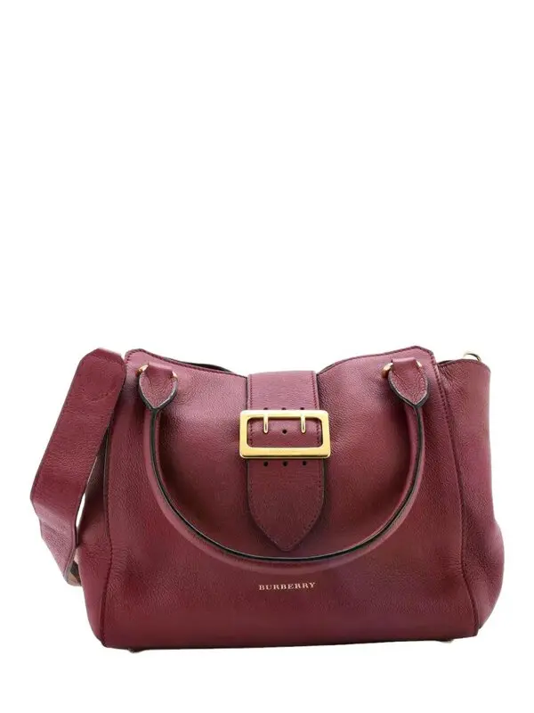 Burberry Buckle Leather Medium Tote Bag - Purple