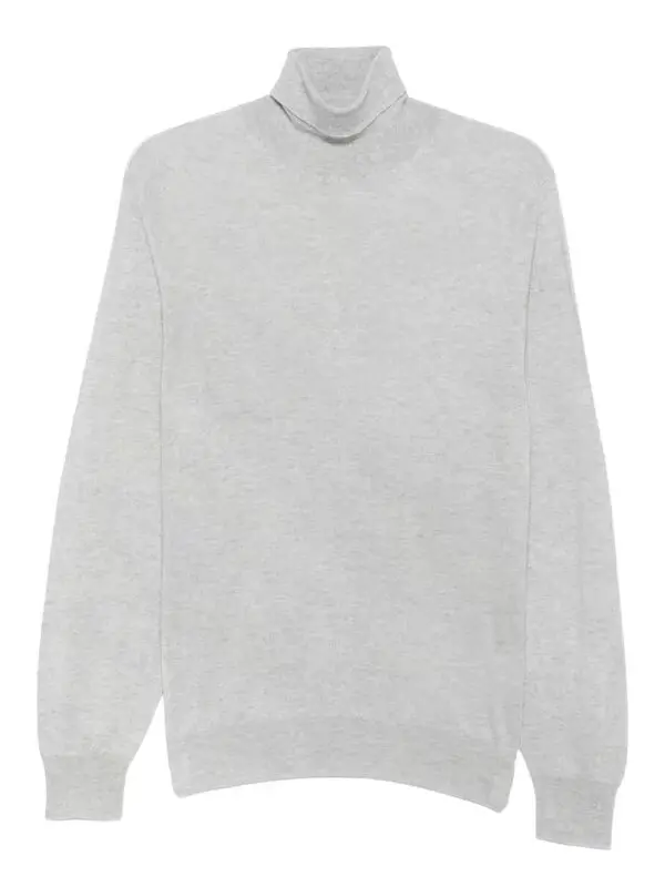 Canali Roll-neck Fine Knit Wool Sweater - Grey