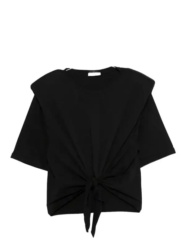 JIJIL Padded Shoulder Tie-fastening T-shirt - Neutrals