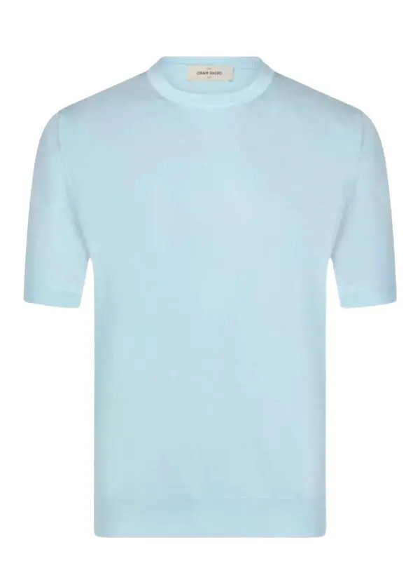 GRAN SASSO Short Sleeve Crew Neck Sweater - Blue
