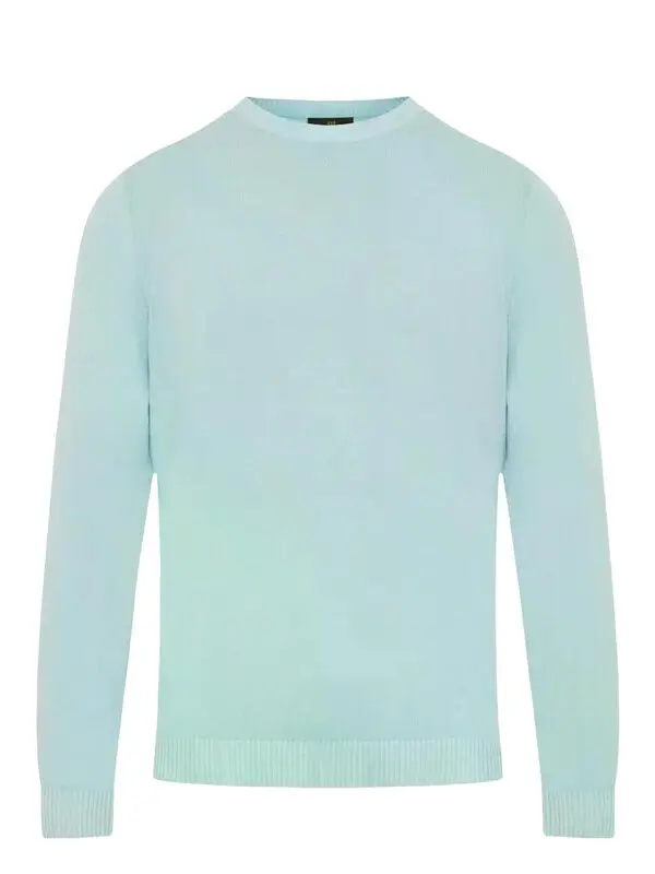 MANDELLI Crew Neck Fine Knit Sweater - Blue