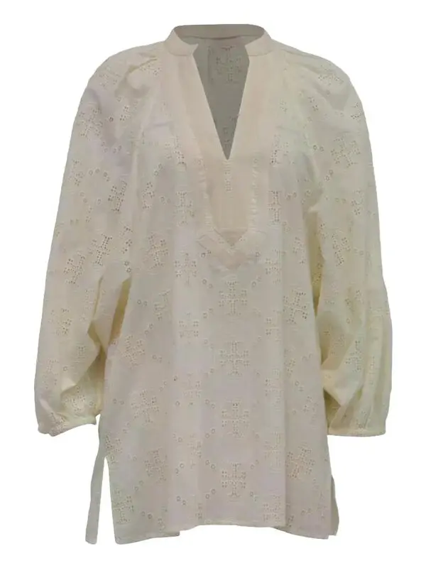 Tory Burch Broderie Tunic Blouse - Neutrals