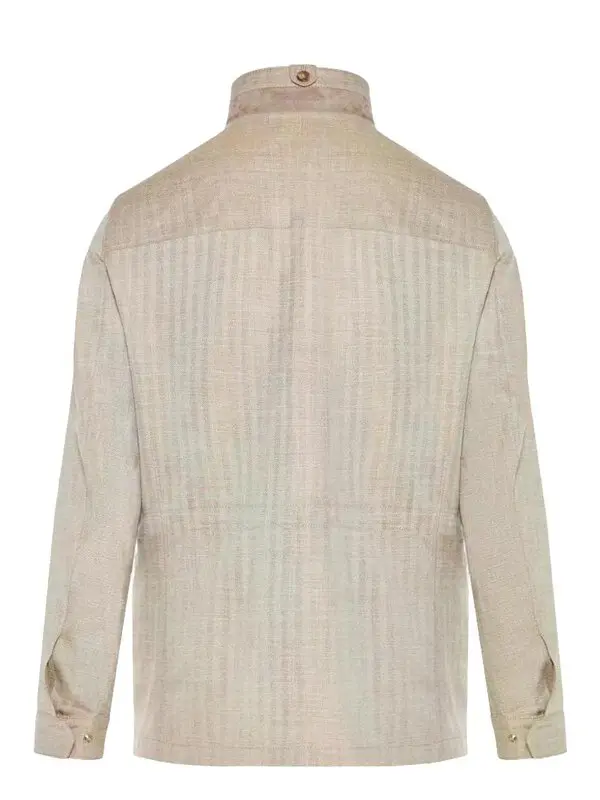 MANDELLI Herringbone High-neck Jacket - Neutrals