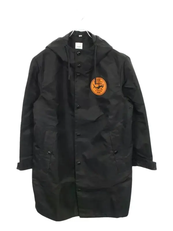 Burberry 2000s Shark Patch Hooded Coat - Black
