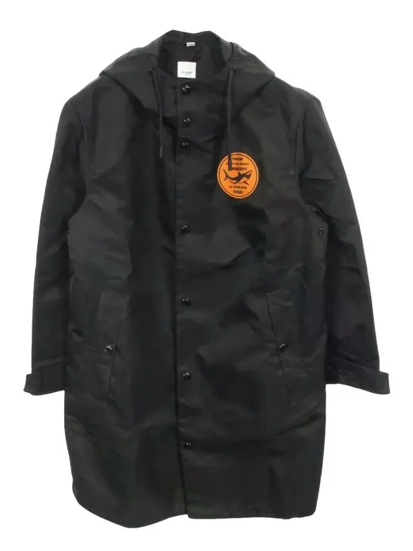 Burberry 2000s Shark Patch Hooded Coat - Black