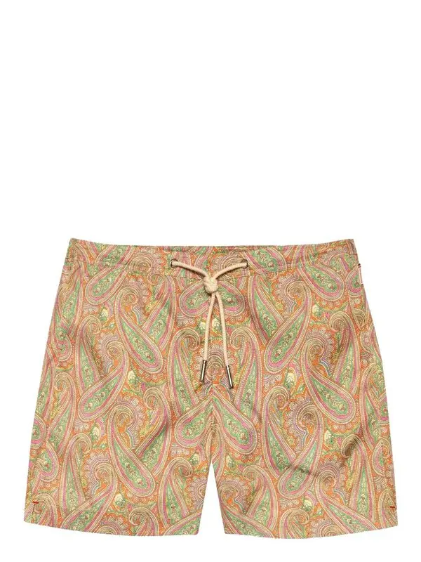 Orlebar Brown Bulldog Paisley Print Drawstring Swim Shorts - Orange