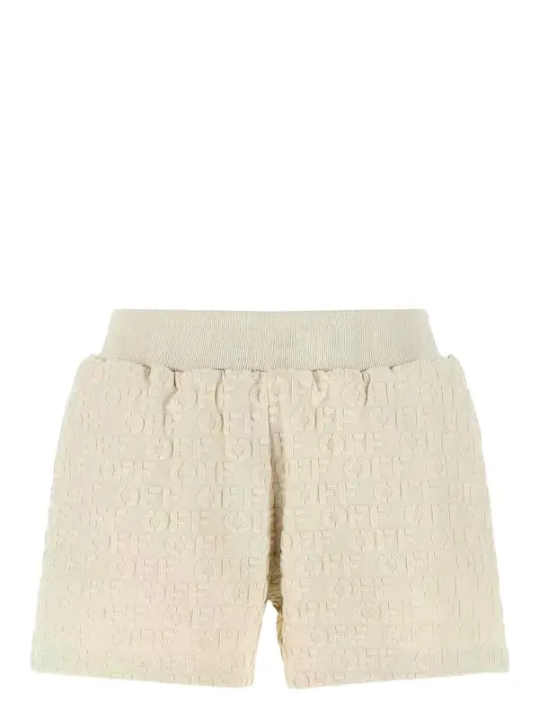 Off-White Logo-jacquard Terry Mini Shorts - Neutrals