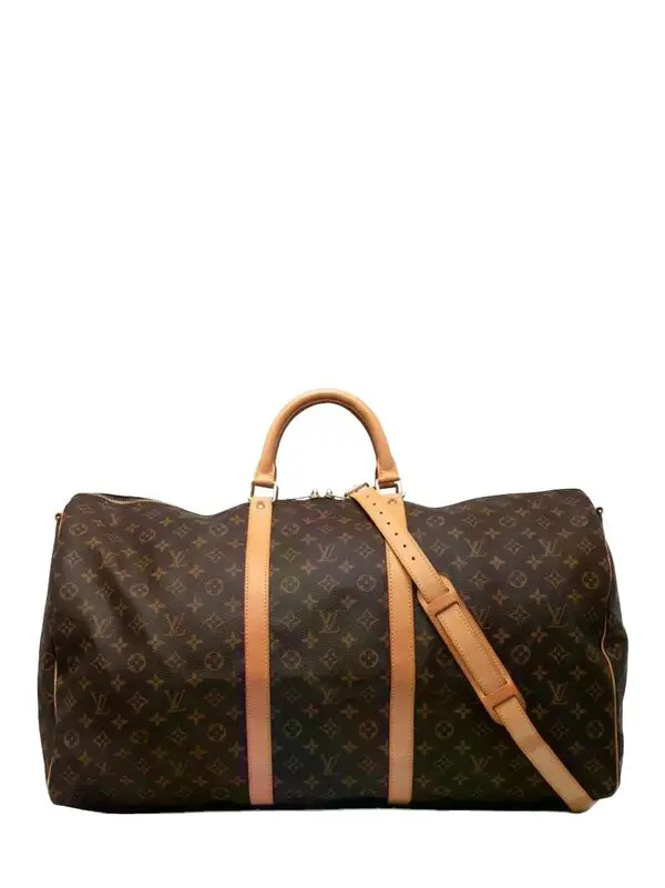 LOUIS VUITTON Monogram Keepall Bandouliere 60 Travel Bag - Brown