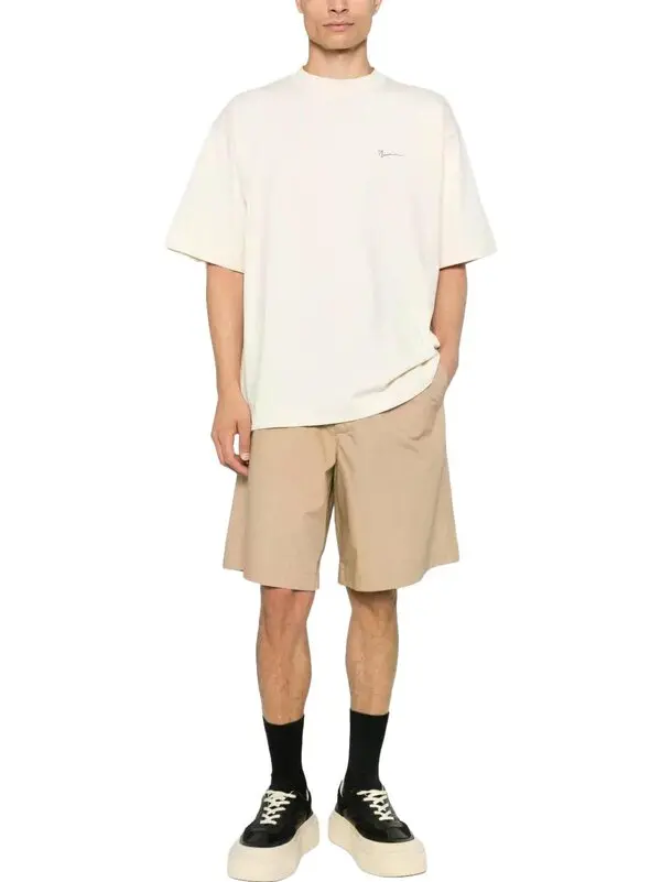 RHUN Elasticated Waistband Wide Leg Shorts - Neutrals