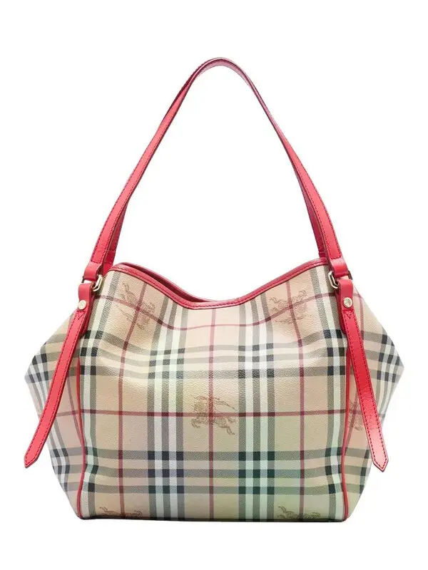 Burberry Small Haymarket Check Coated Canvas Canterbury Tote Bag - Red