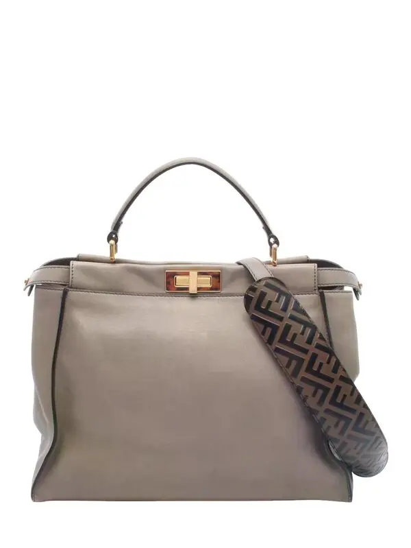 Fendi Large Leather Peekaboo Satchel - Brown