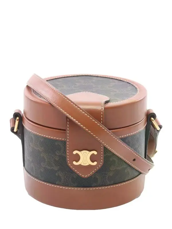 Celine Small Triomphe Coated Canvas Tambour Crossbody Bag - Brown