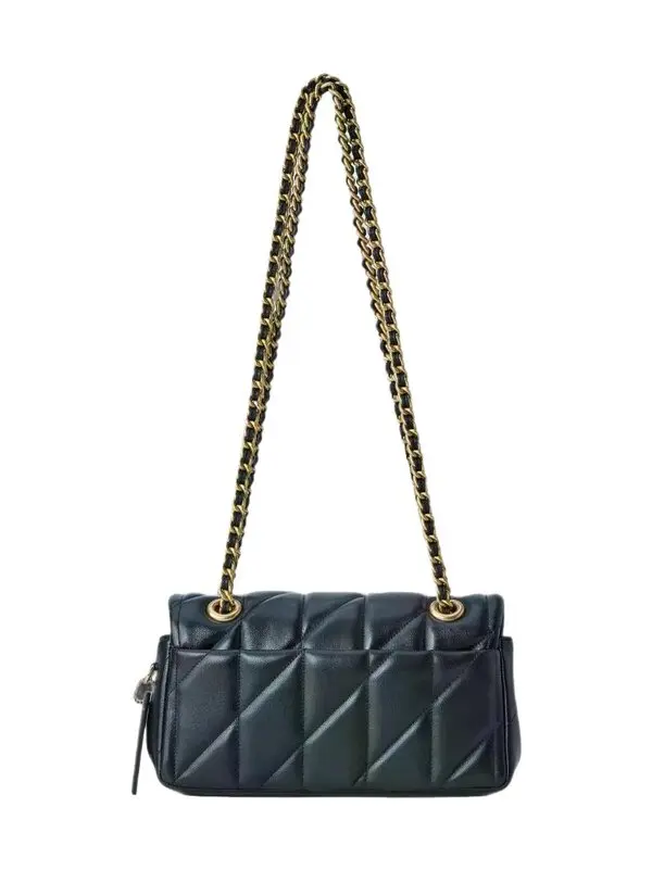 COACH Quilted Leather Shoulder Bag With Chain Strap - Black