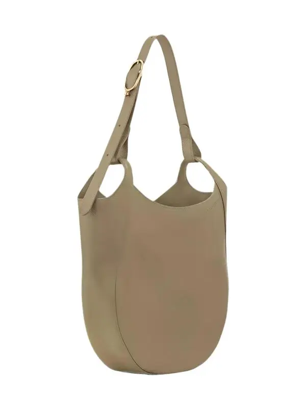Longchamp Le Foulonné Grained Leather Shoulder Bag - Neutrals