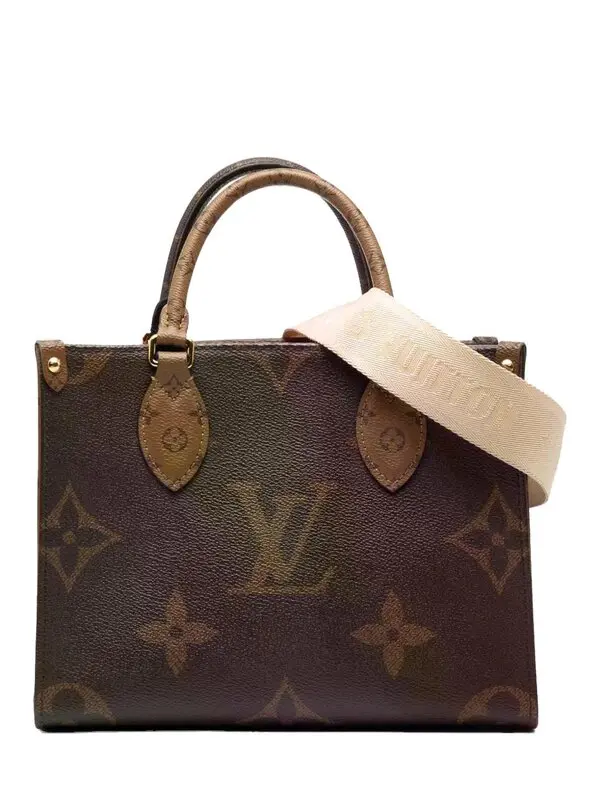 LOUIS VUITTON Monogram Reverse Giant Onthego Pm Satchel - Brown