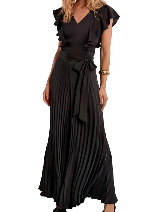 MOLLY BRACKEN Ruffled Detail Maxi Dress - Black