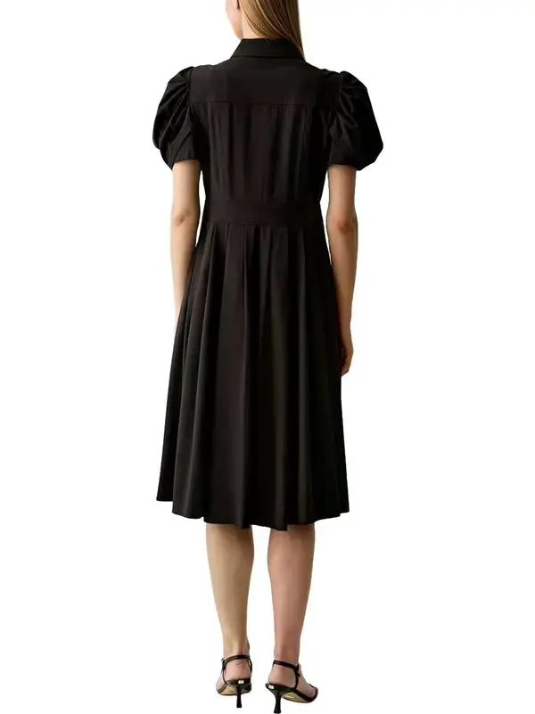 Dkny Puff-sleeve Midi Dress - Black
