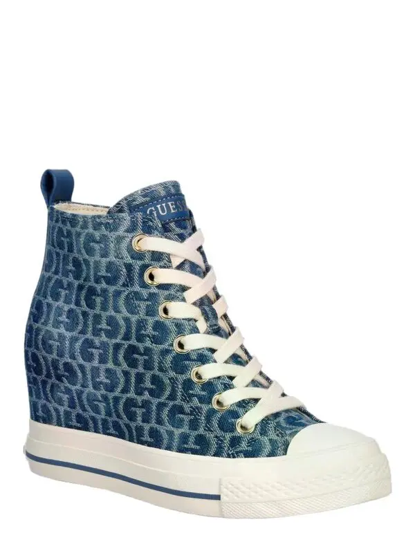 Guess High Top Logo-print Sneakers - Blue