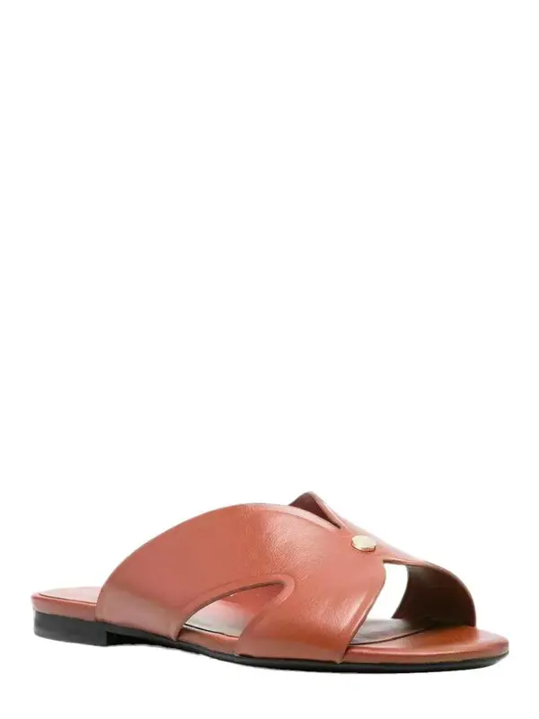 SERGIO MORETTI FIRENZE Cut-out Leather Slippers - Brown