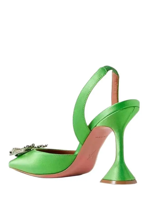 Amina Muaddi Begum Crystal-embellished Slingback Pumps - Green