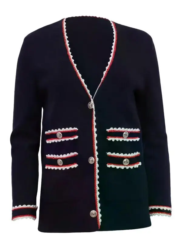 Maje Moulinette Contrast-trim Cardigan - Blue