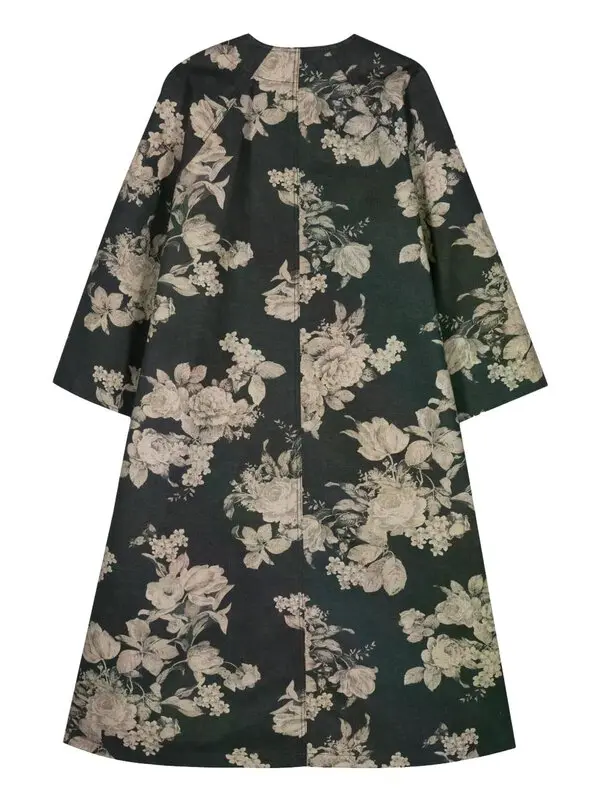 Max Mara Floral-print Coat - Black