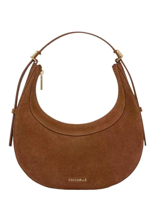 COCCINELLE Mini Whisper Suede Crescent Shoulder Bag - Brown