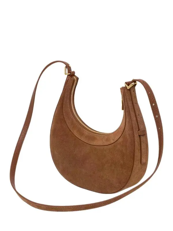 COCCINELLE Mini Whisper Suede Crescent Shoulder Bag - Brown