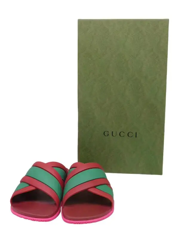 Gucci Web Criss-cross Slide Sandals - Red